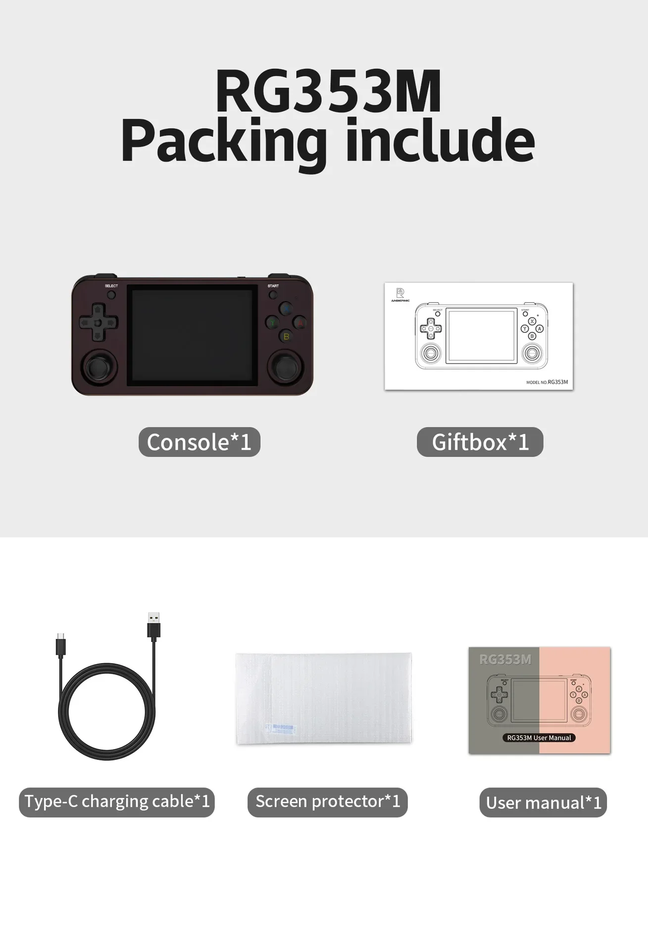 Rg353m Retro Open Source Handheld Game Console 3.5 Inch Ips Wireless ...