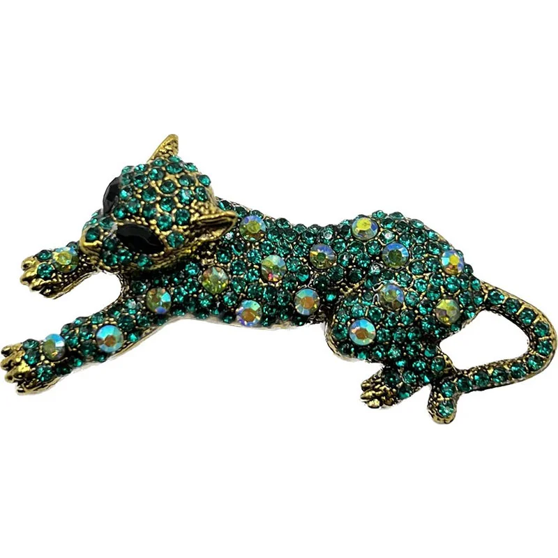 Vintage Sparkling Rhinestone Leopard Print Brooch for Women and Men ...