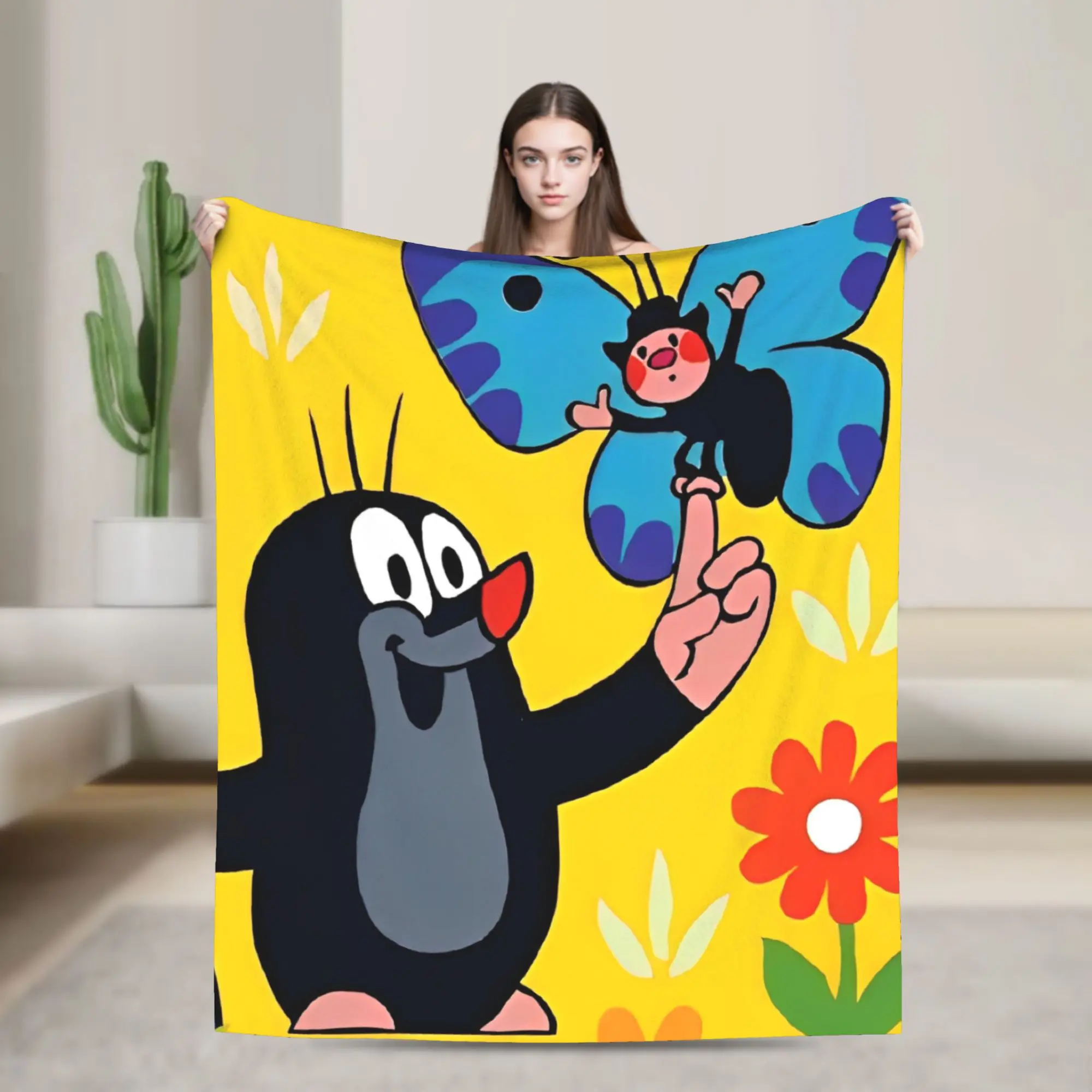 Cute The Little Mole Knitted Blankets Anime Cartoon Flannel Throw ...