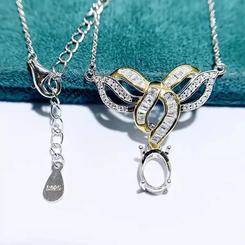 MeiBaPJ-6mm-8mm-Elliptic-Stone-DIY-925-Silver-Holder-Mixed-Color-Pendant-Necklace-Empty-Setting ...