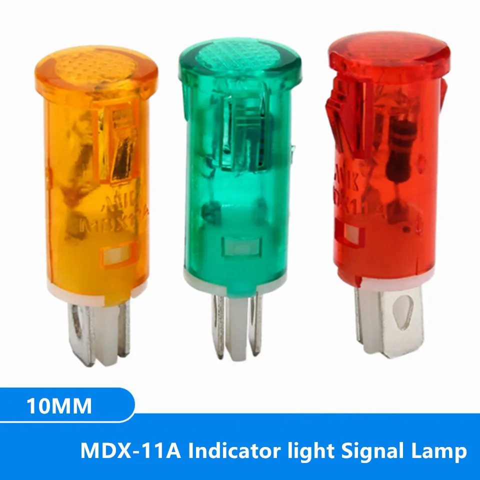 10pcs-220V-110V-12V-24VDC-Panel-Mounting-Neon-Indicator-Red-Green ...