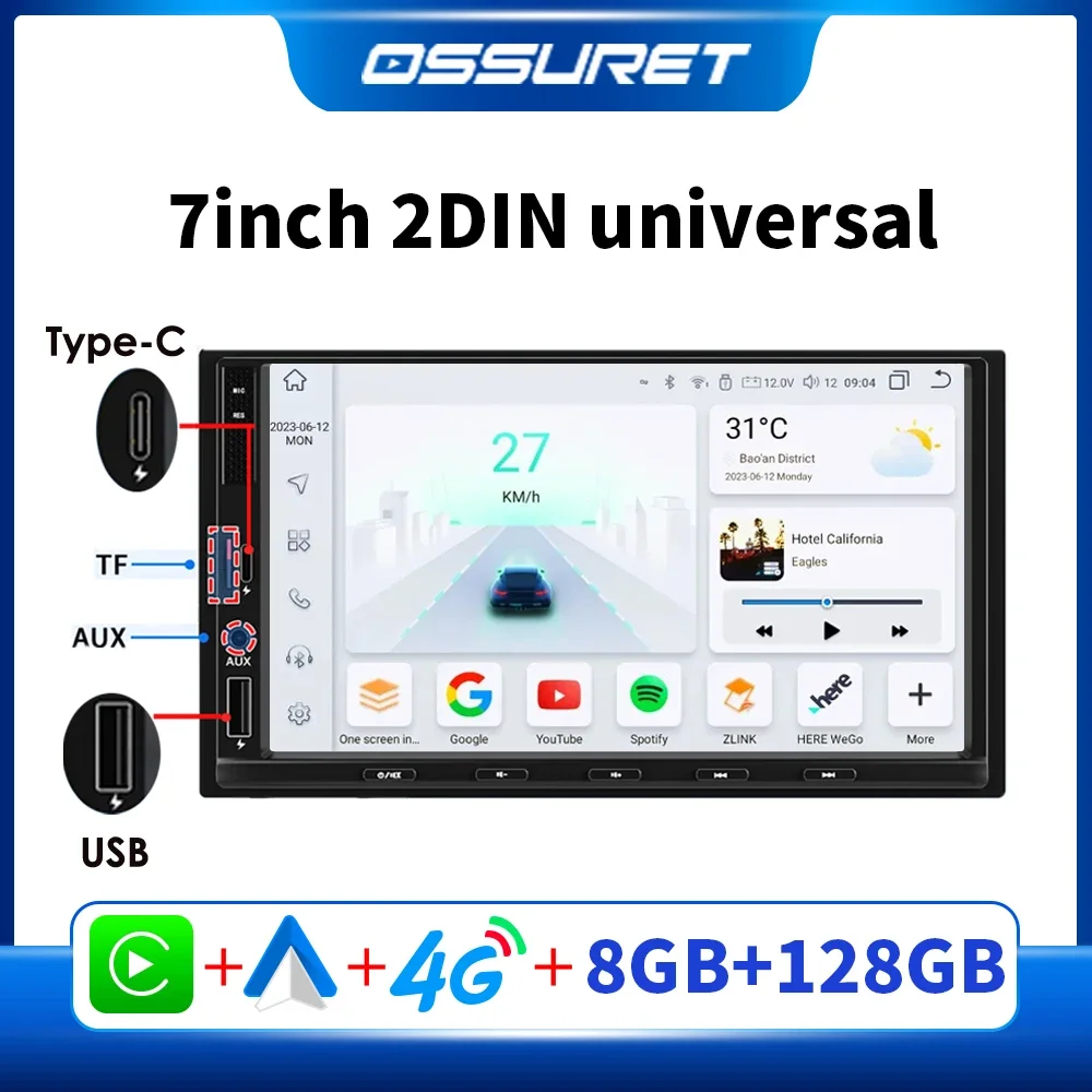 2din Android Car Radio Wireless CarPlay 2 Din Universal Car Stereo 7 ...