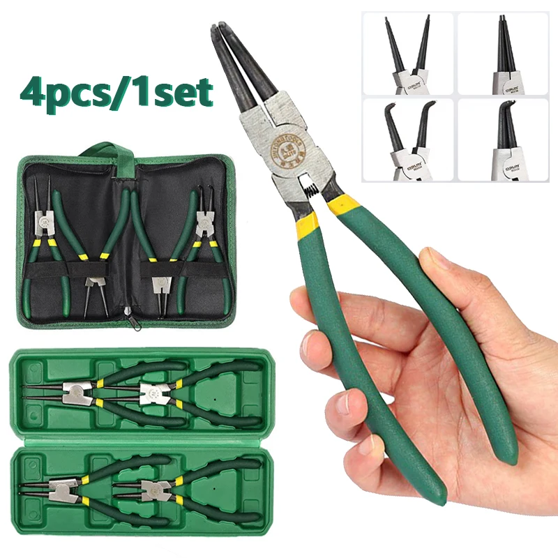 4Pcs-Circlip-Plier-Set-7-Long-Nose-Pliers-Staight-Bent-Plier-Inner ...