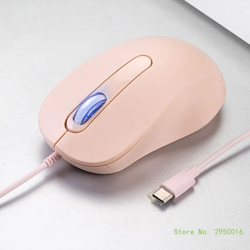 Portable-Type-C-Mouse-Pink-USB-C-Mice-3-Buttons-1000DPI-Ergonomic ...
