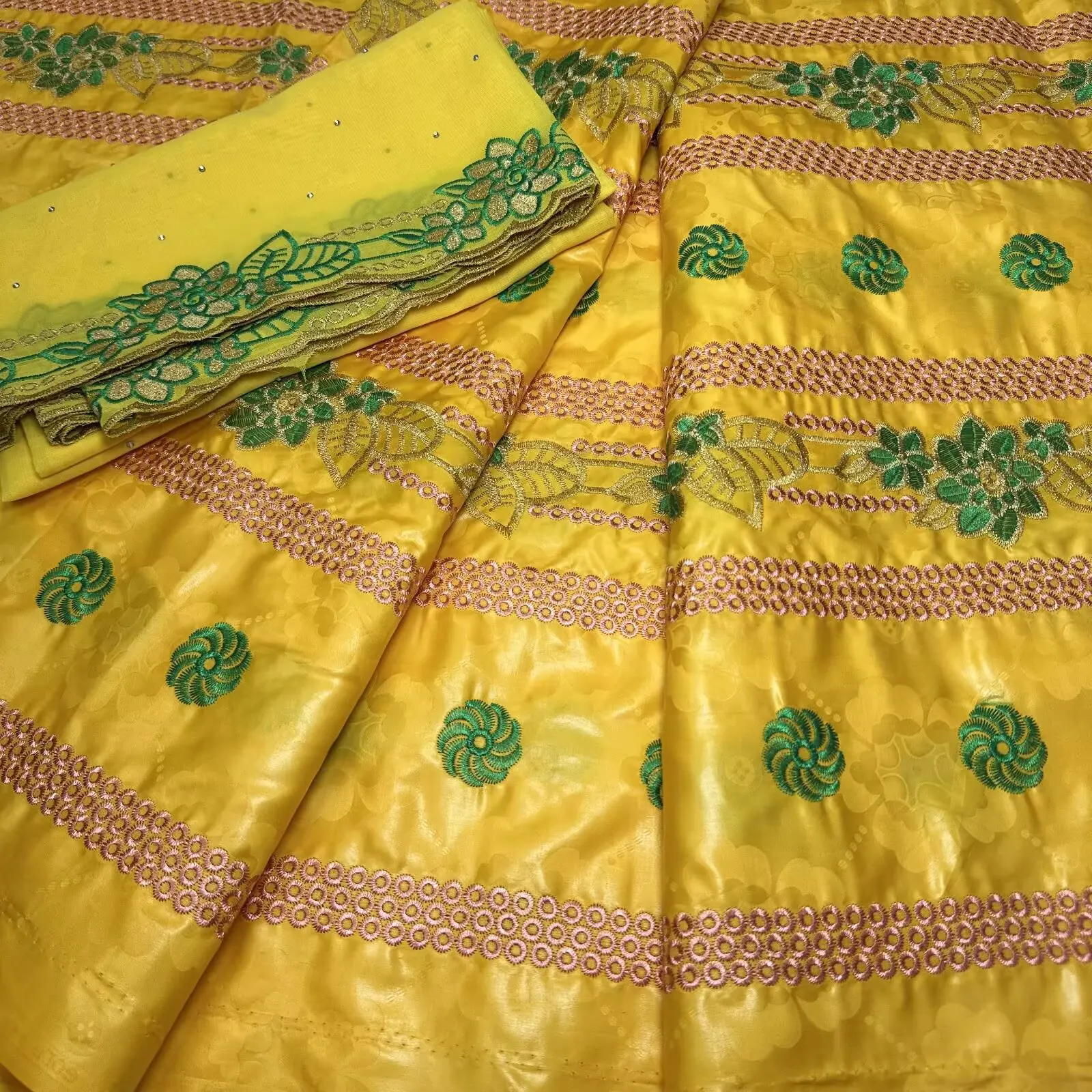 African Bazin Riche Fabric 7yards Embroidery 2025 High Quality Nigerian ...