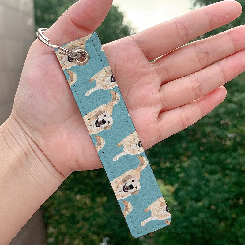 Golden-Retriever-Dog-Leather-Keychain-Strap-Compact-Keyrings-Hanging ...