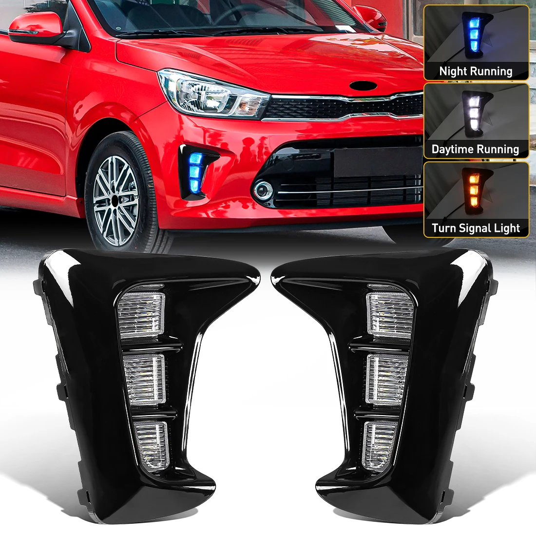 Led-DRL-For-Kia-Pegas-2018-2019-Daytime-Running-Lights-Dynamic-Turn ...