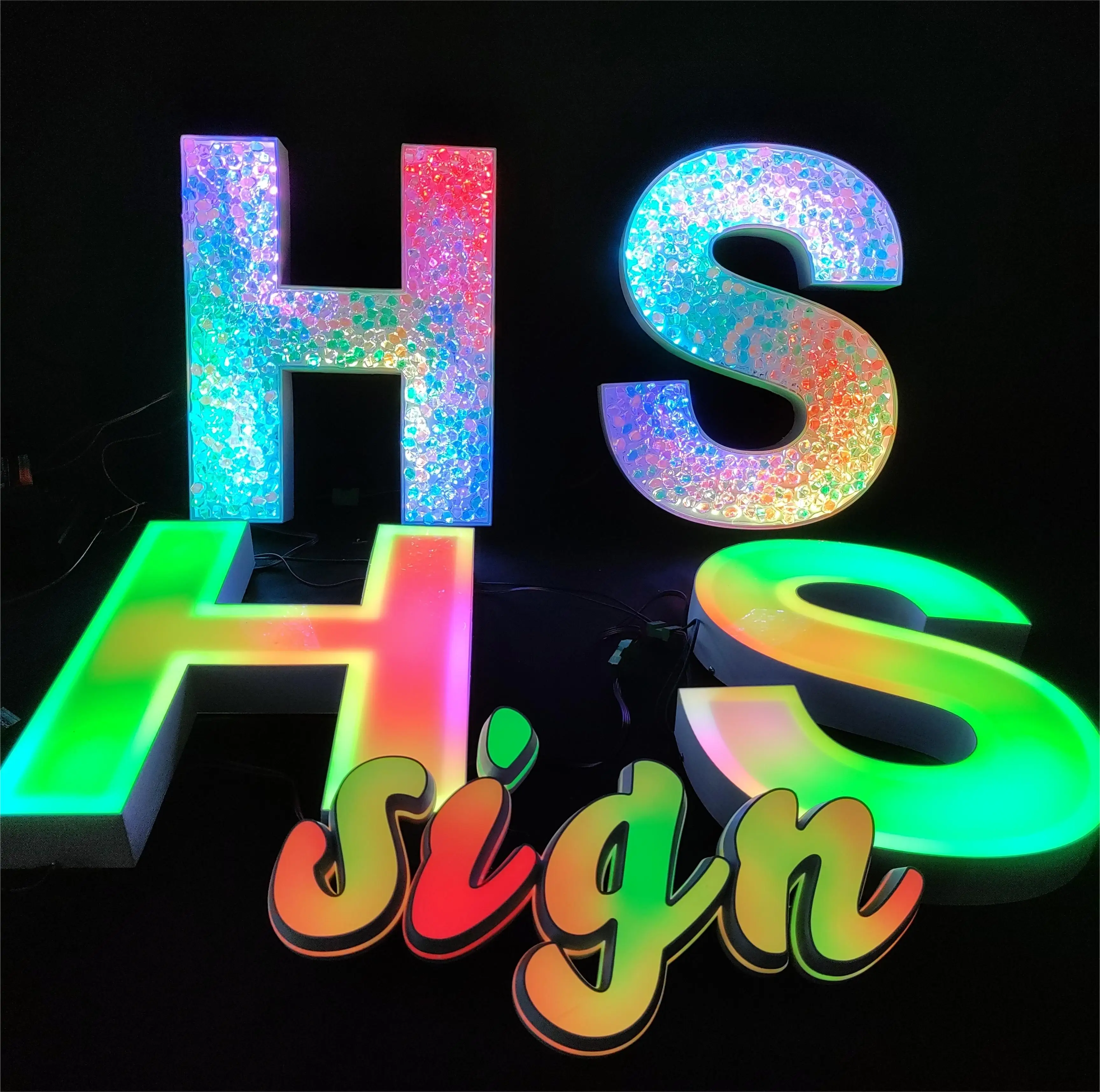 Door-signboard-colorful-and-illusory-RGB-luminous-characters-outdoor ...