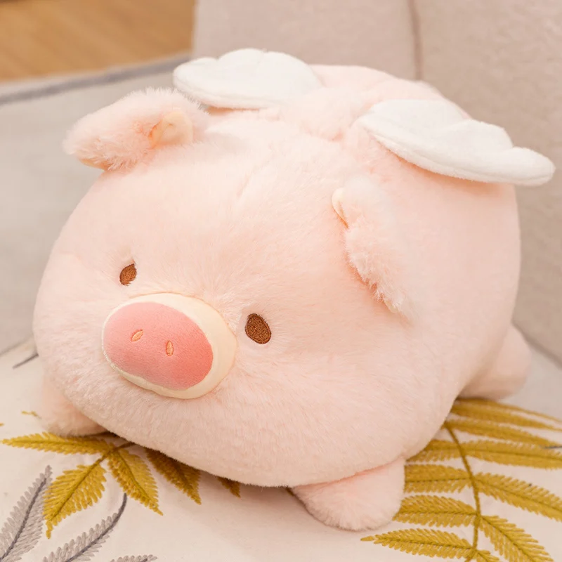 Soft-Pink-Angel-Pig-Plush-Boneca-Deitado-Porquinho-Brinquedo-De-Pel-cia ...