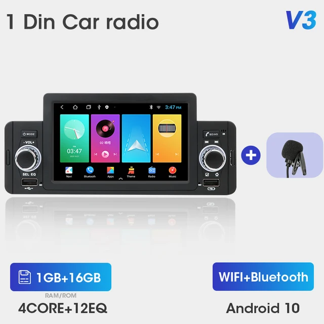 Srnubi-reproductor Multimedia con Android para coche, Radio Universal de 5 pulgadas, 1DIN ...
