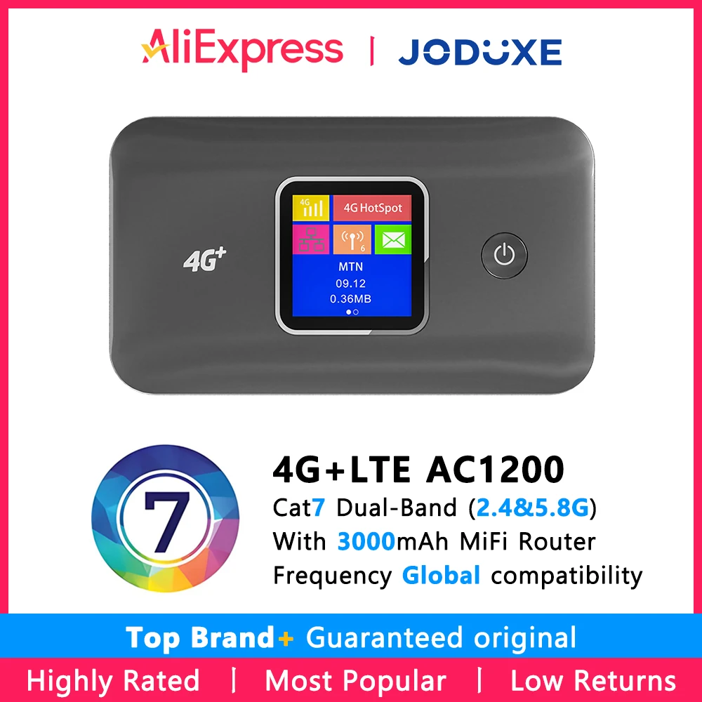 JODUXE 4G+ LTE MiFi Portable WiFi Router CAT7 Dual-Band WireLess SIM ...
