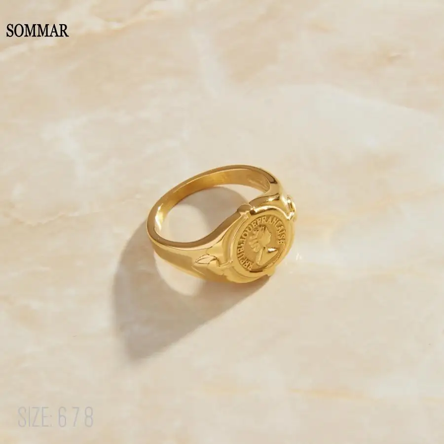 SOMMAR Anillo de Perfume chapado en oro para mujer, sortija deportiva ...