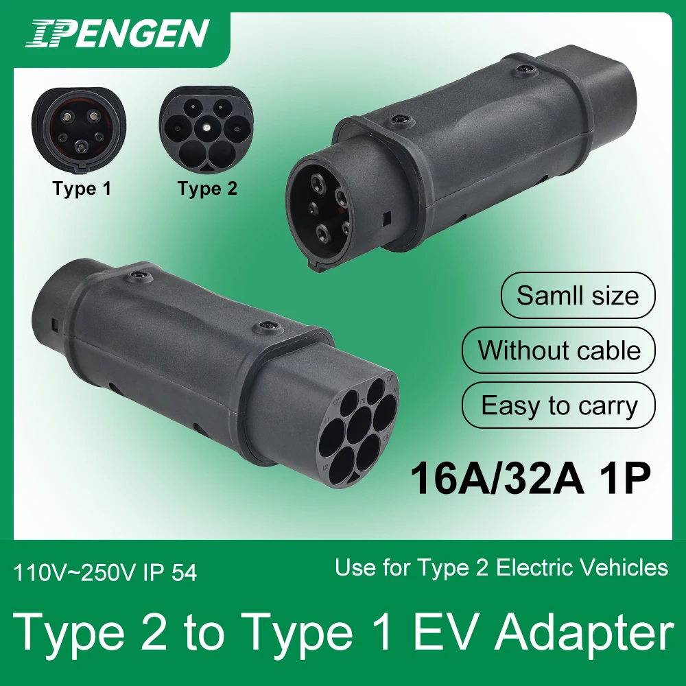 IPENGEN-EV-Charger-Adapter-IEC-62196-Type2-to-Type1-J1772-32A-EVSE ...