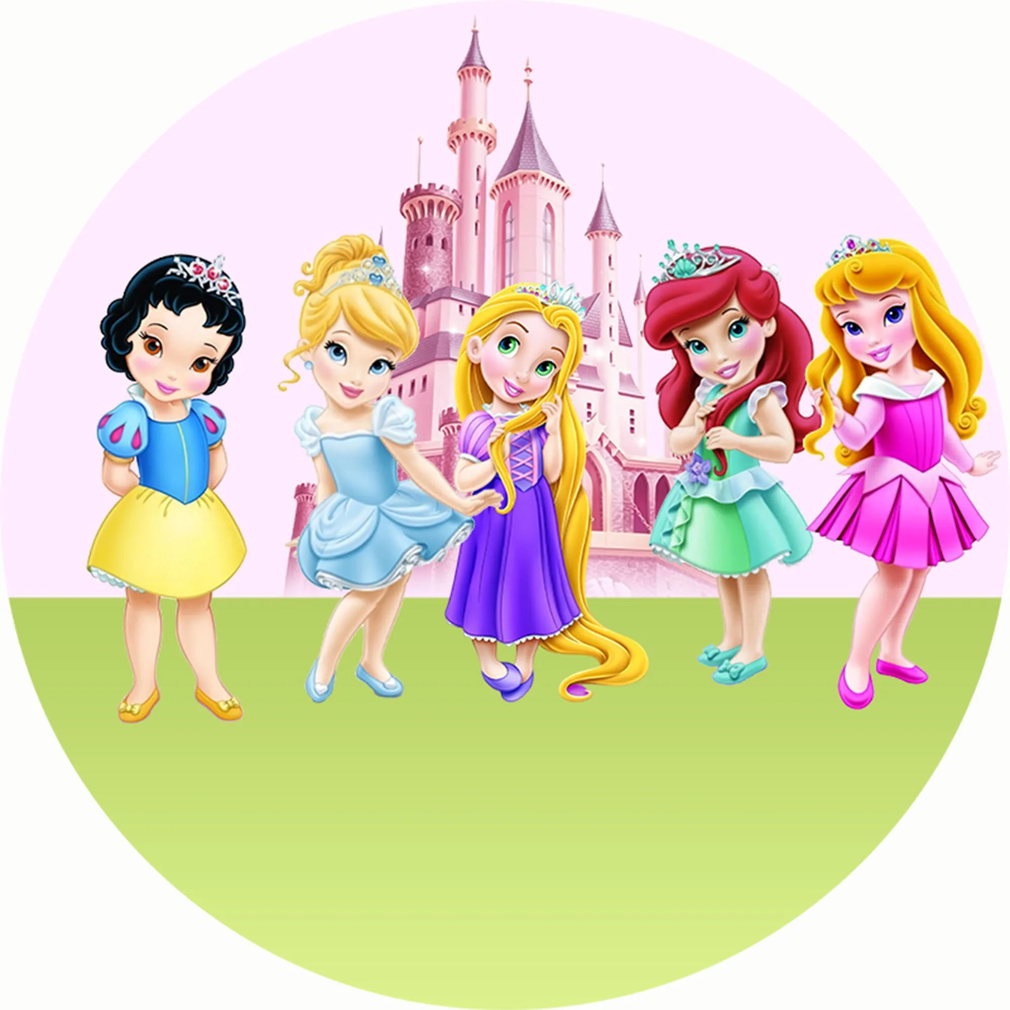 Disney Little Princess Snow White Cinderella Belle Round Backdrop Girls ...