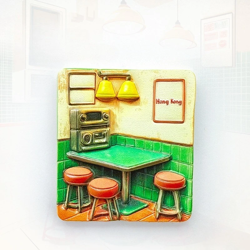 Hong Kong Cafe Fridge Magnet - Authentic 3D Cha Chaan Teng Souvenir ...