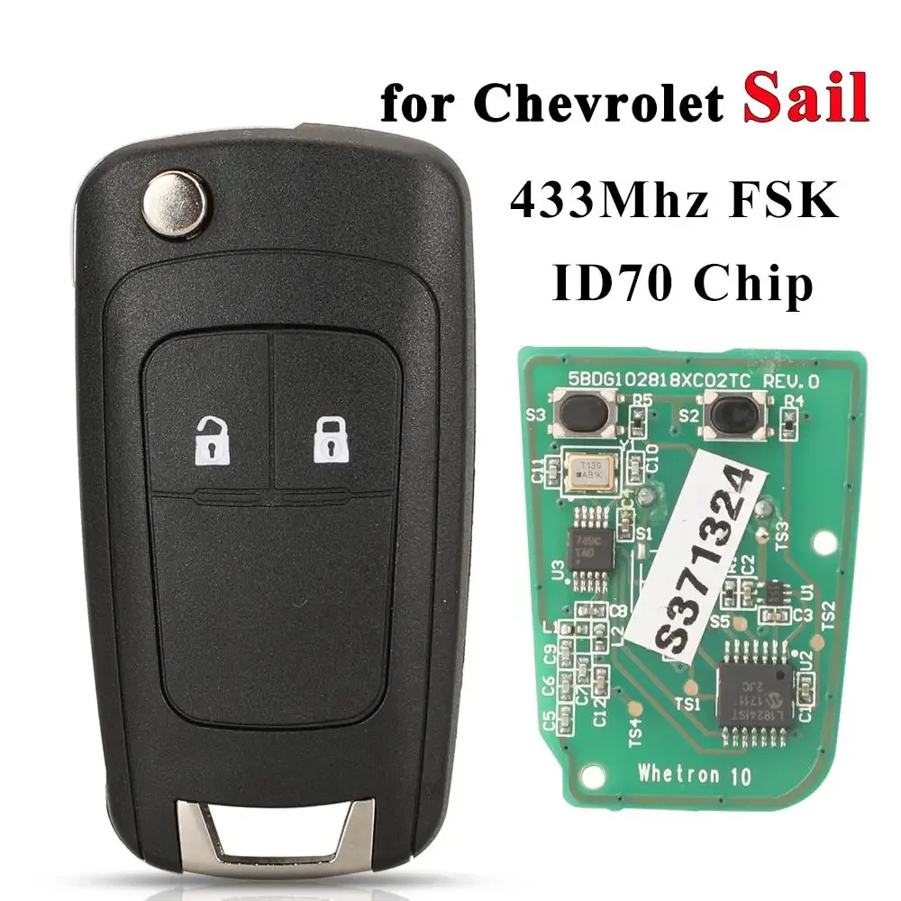 Llave-de-coche-remota-con-tapa-de-2-botones-Chip-ID70-de-433MHz-para ...