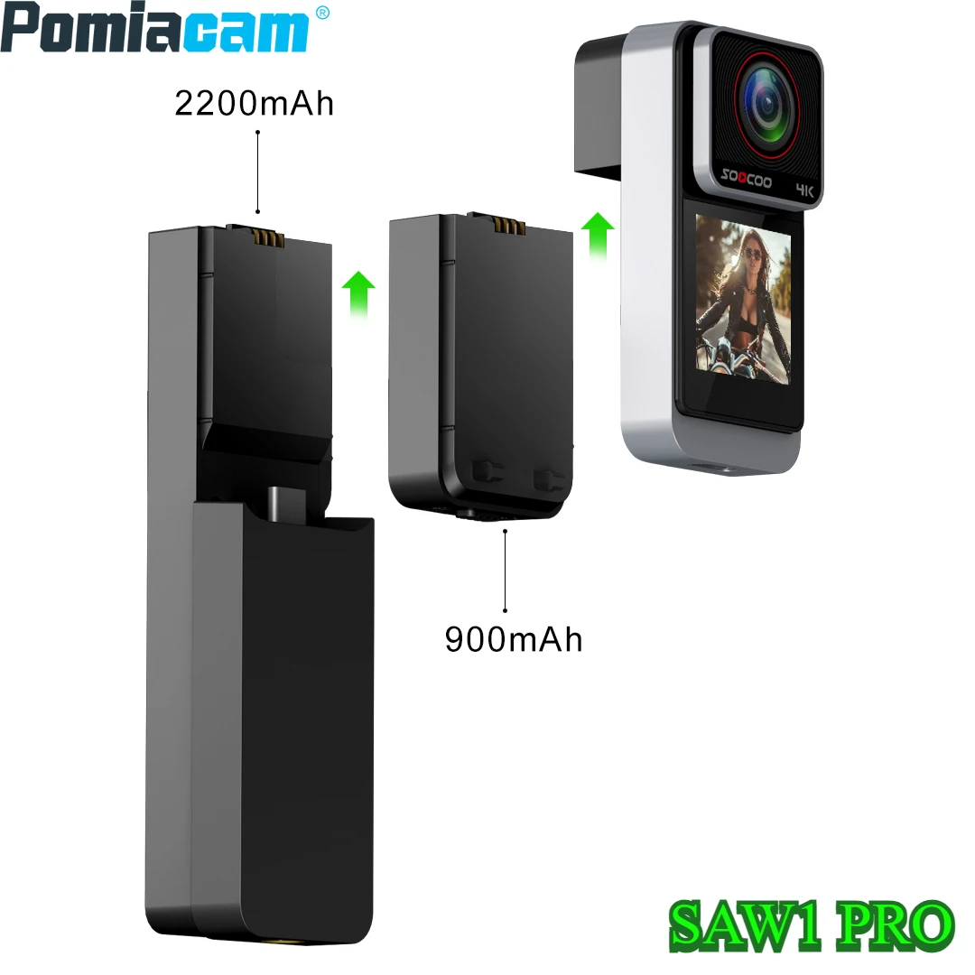 SAW1 Action Camera 1.3 Inch IPS Full Touch HD Display Camera Removable ...
