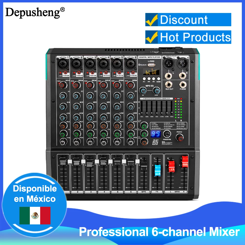 6-Channel-Sound-Mixer-Depusheng-PA6-Audio-Mixing-Console-Bluetooth-USB ...