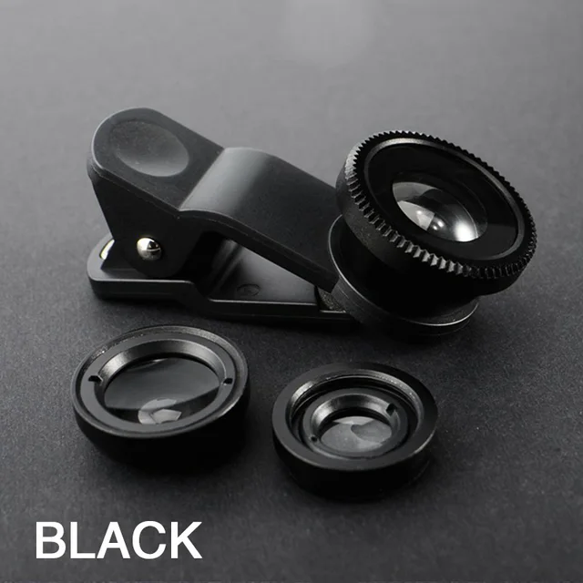 3in1 Fisheye Wide Angle Micro Camera Lens for iPhone Xiaomi Redmi 3IN1 ...