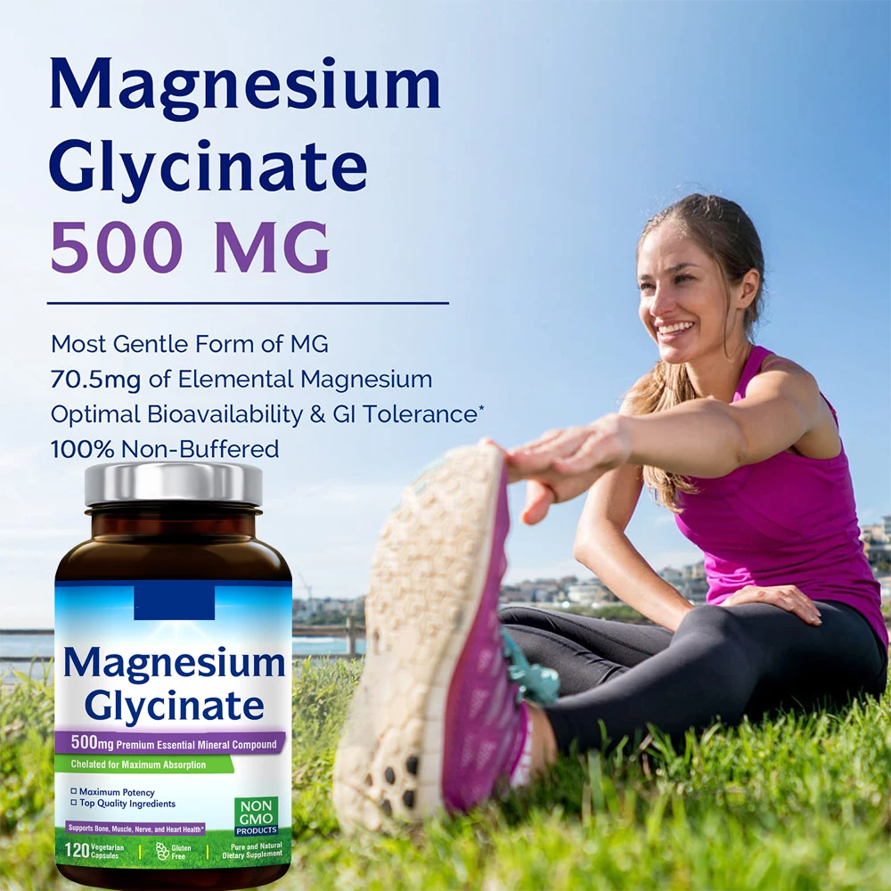 120 Pills Magnesium Glycine Capsule Promotes Muscle and Nerve Health ...