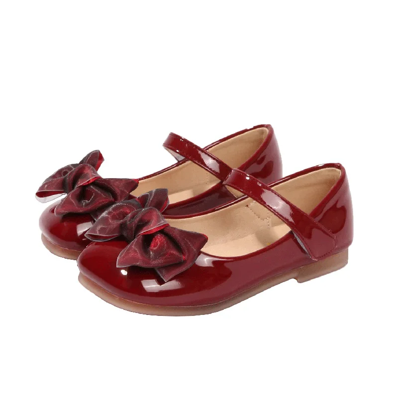 Girls Red Small Leather Shoes Children's Bow Princess Shoes Children's ...