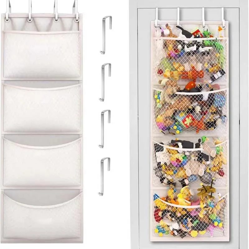 White-Oxford-Cloth-Toys-Storage-Bags-Wall-Mounted-Organizer-Net-Holder ...