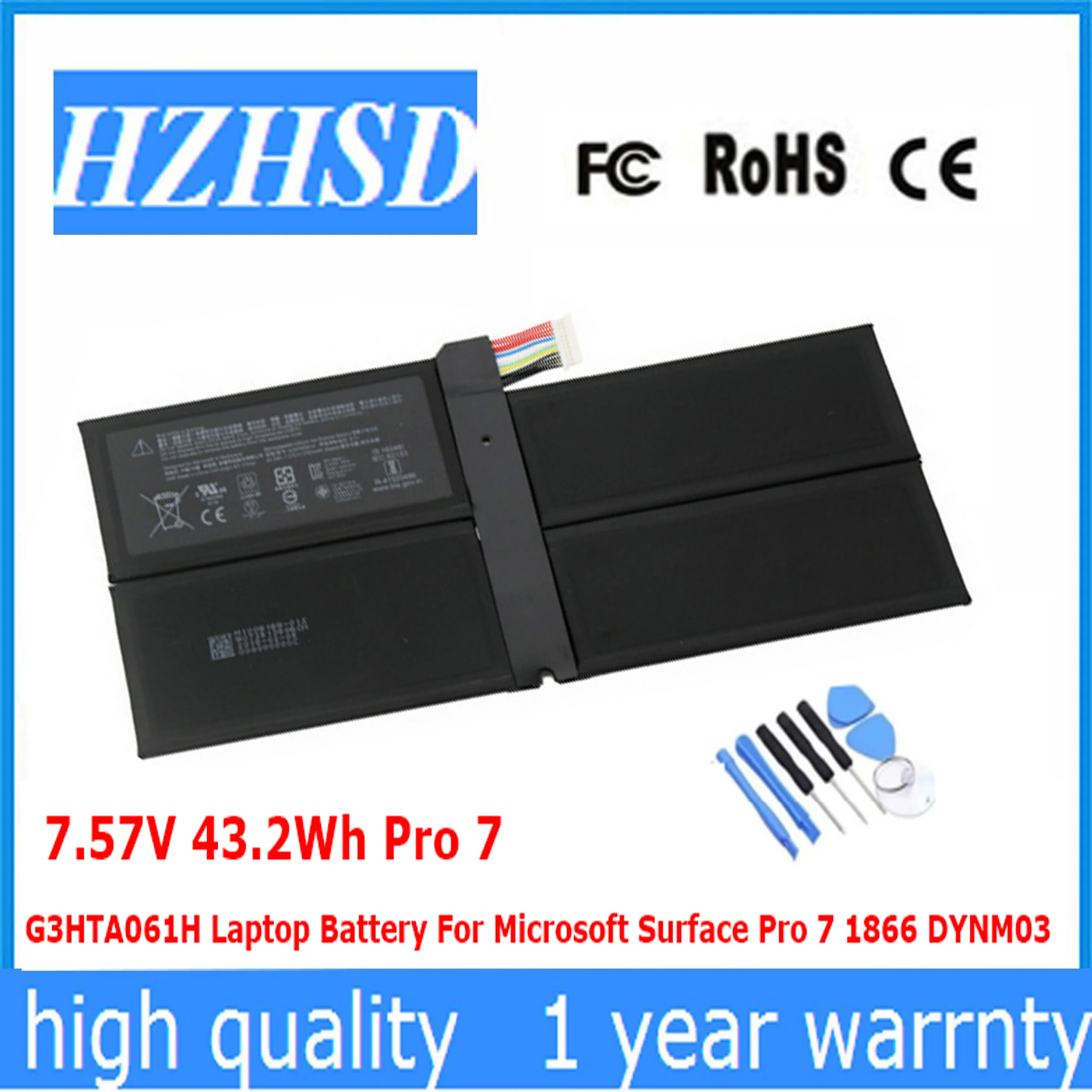 7.57V 43.2Wh Pro 7 G3HTA061H Laptop Battery For Microsoft Surface Pro 7 ...