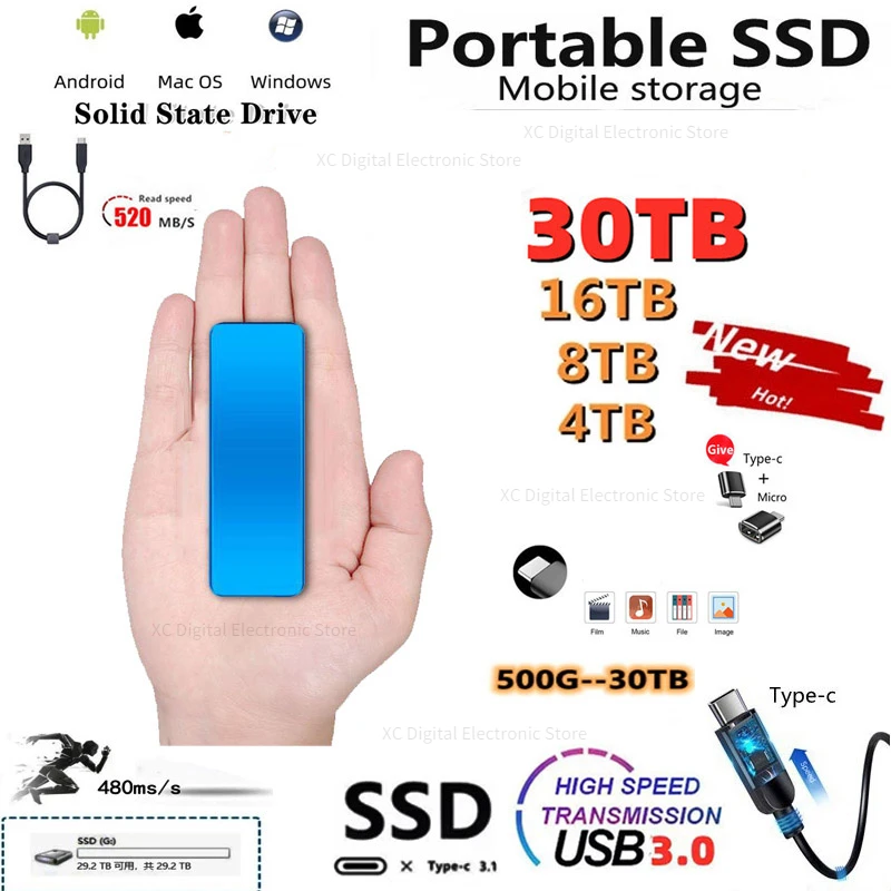 Ssd nmve m2 disco rígido externo 2t 4t 8t portátil externo ssd usb ...