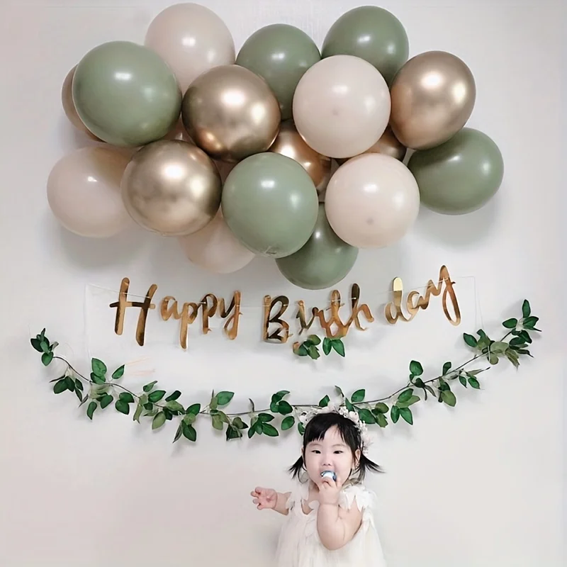 19pcs Bean Green Latex Balloons Garland Arch Kit Baby Shower Wedding ...