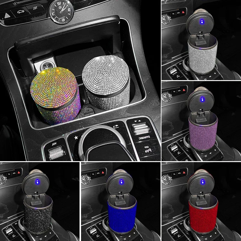 Bling-Diamond-Car-Ashtray-LED-Light-Alloy-Ashtray-Cup-Holder-Portable ...