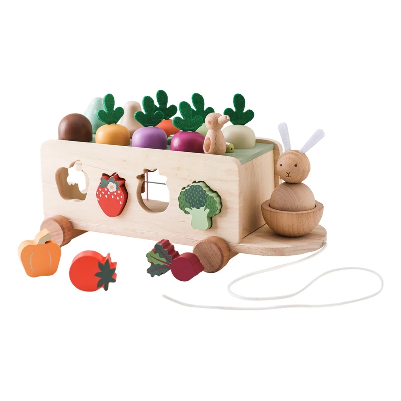 Wooden-Turnip-Car-Stretch-Rope-Hand-pulled-Car-Baby-Carrot-Pulling-Toy ...