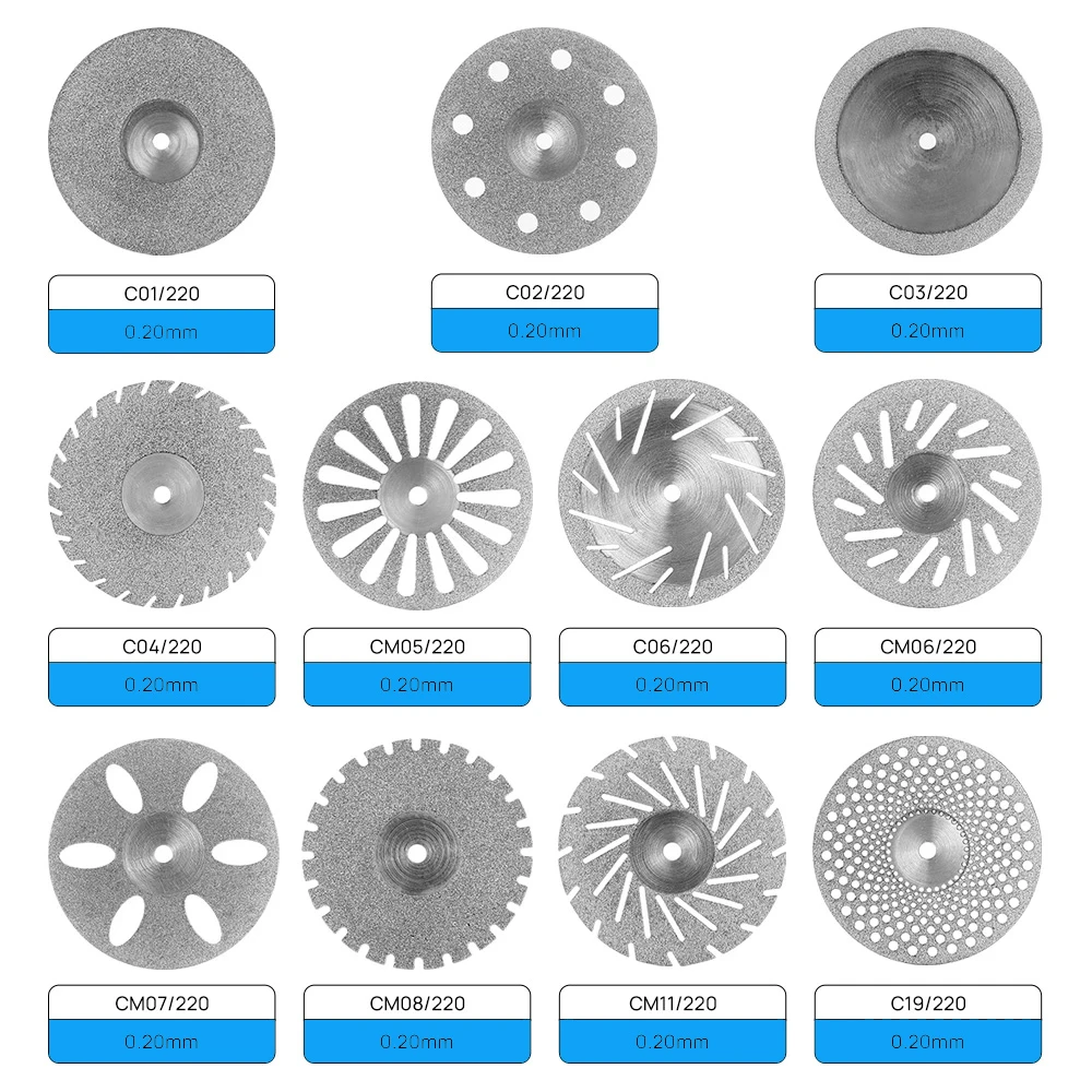 10Pcs/set Dental Diamond Double Sided Sand Porcelain Cutting Disc ...