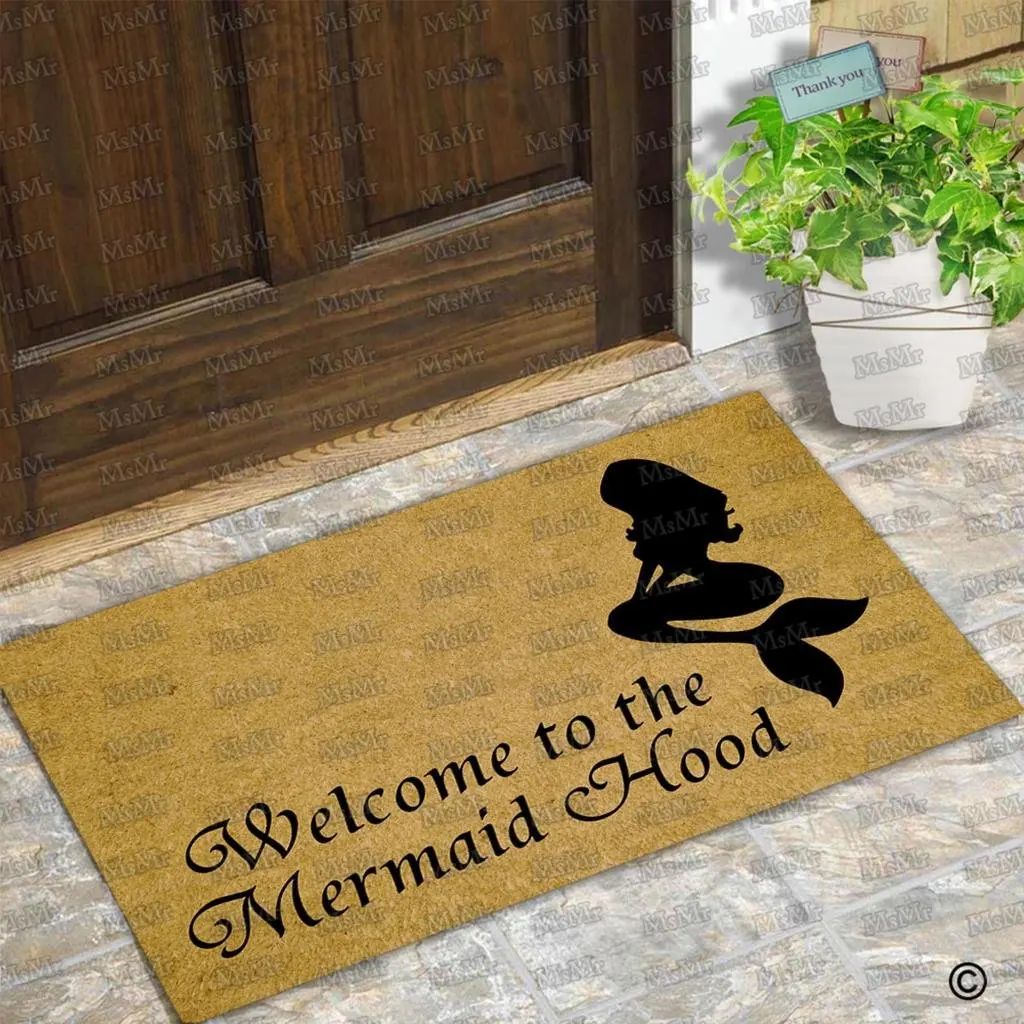 Welcome to the Mermaid Hood Doormat Rubber Bathroom Kitchen Mat Garden ...