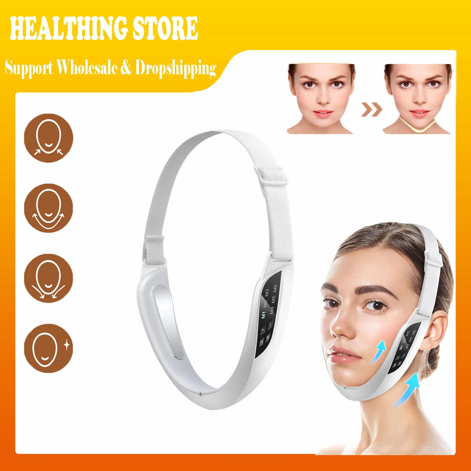 EMS V-Face Device Facial Massage Tool - 6 Modes Skin Sensors Double ...