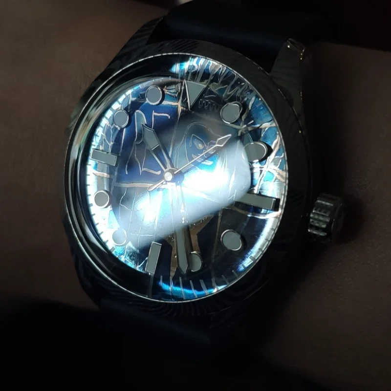 Luxury-Men-s-Automatic-Mechanical-Diving-Watch-Damascus-Steel-Sapphire ...