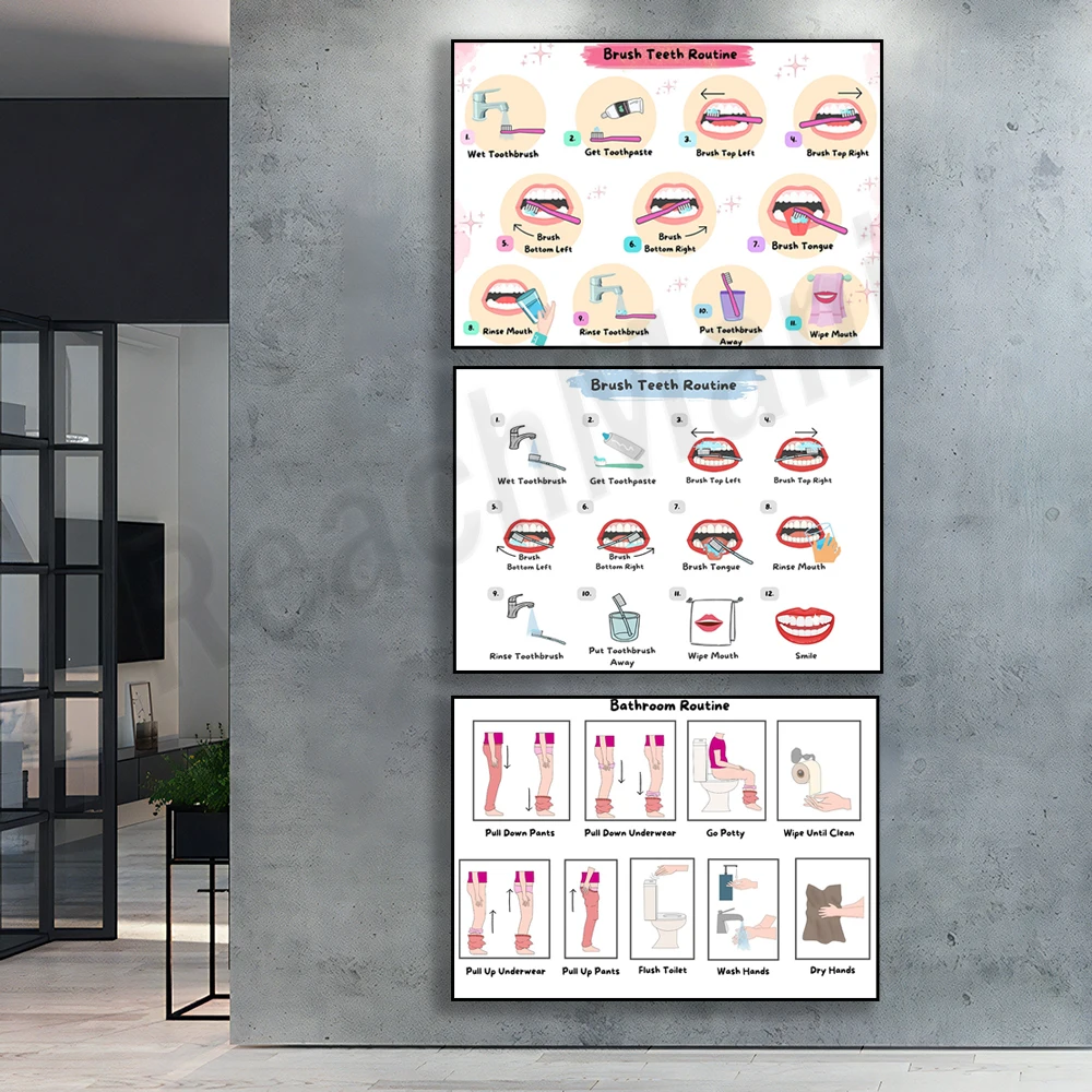 Hand-washing-routine-tooth-brushing-routine-checklist-shower-routine ...