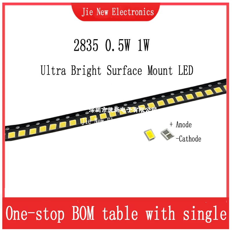 100pcs High Brightness SMD LED 2835 1W 0.5W 0.2W White 3V 6V 9V 18V 36V ...