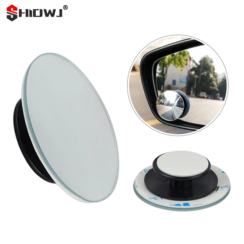 2/1 Pcs Round Frame Convex Car Blind Spot Mirror Safety Driving Wide ...