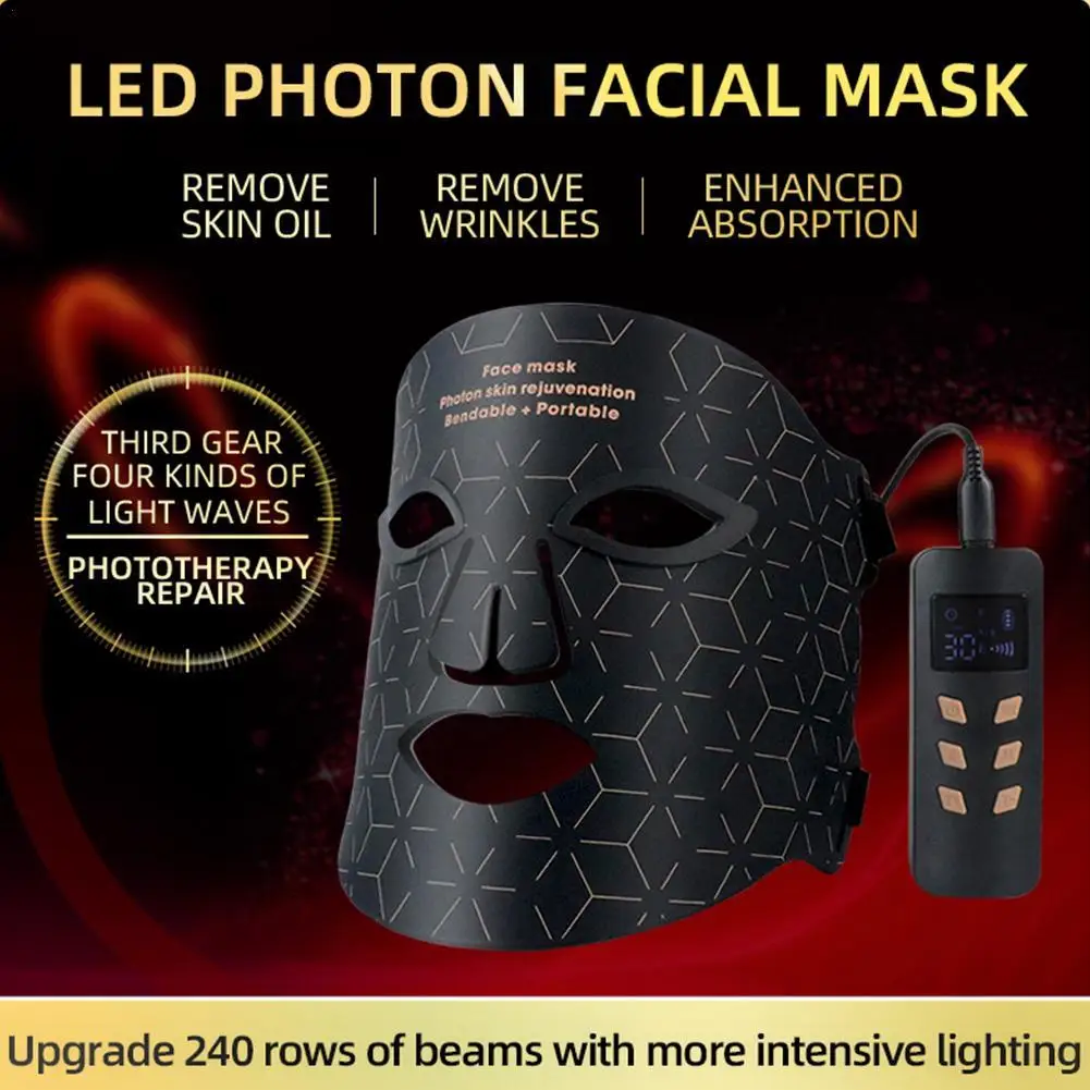 4 Colors Led Face Mask Spa Infrared Blue Red Light Therapy Facial Nir ...