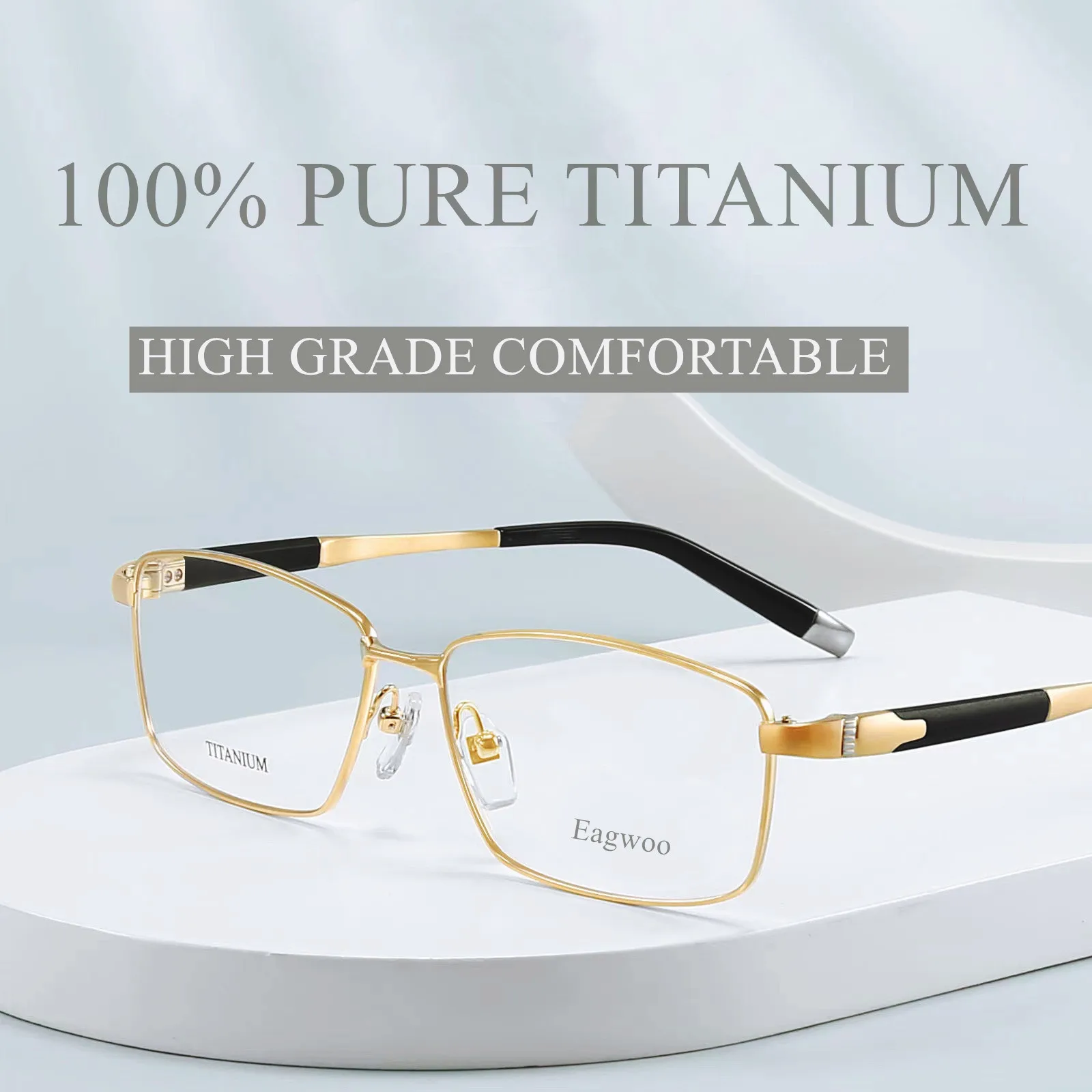 Pure Titanium Eyeglasses Designed High Grade Optical Frame Prescription ...