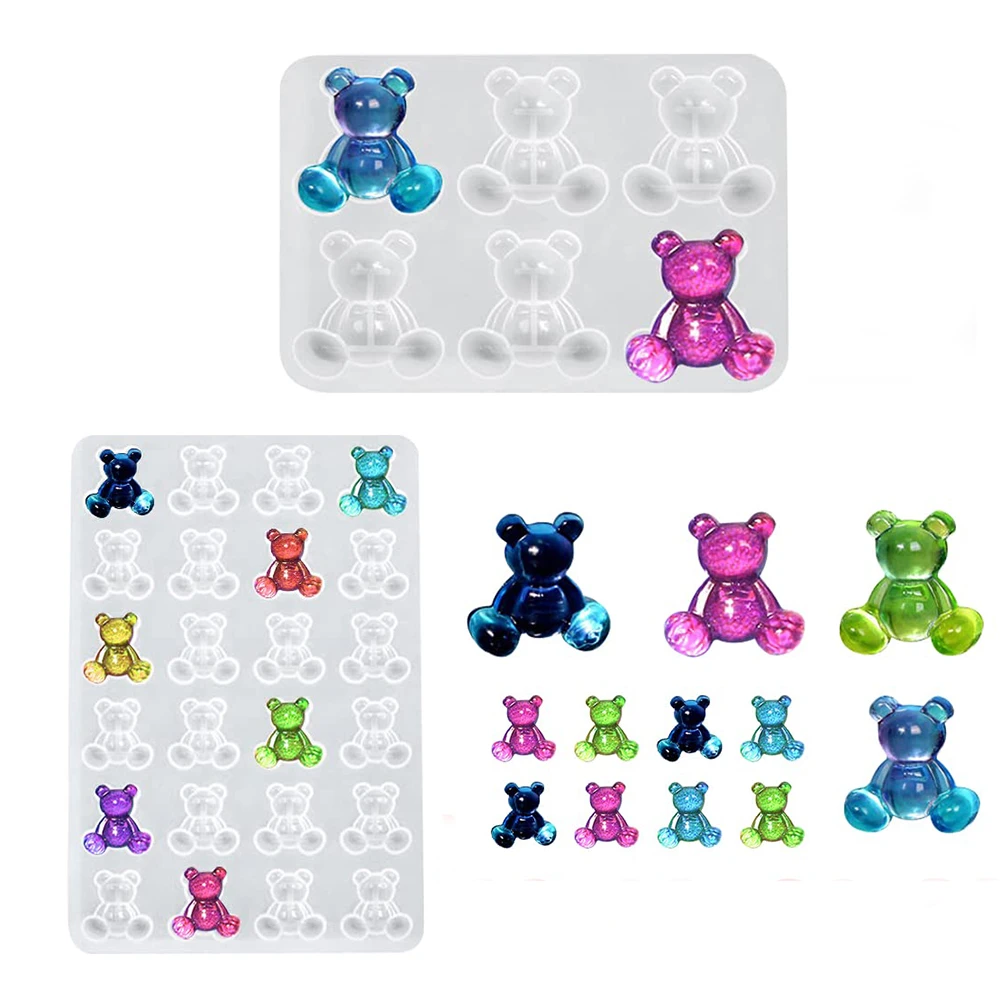 Crystal Bear Resin Silicone Molds Small Bears Charm Epoxy Mould For ...