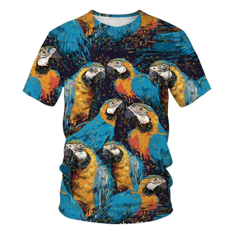 Parrot Bird Pattern T-Shirt For Men Animal 3D Printed T Shirts Fashion ...