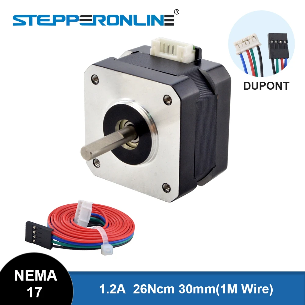 STEPPERONLINE Nema 17 Stepper Motor 0.26N.m 1.2A 32mm Nema17 Step Motor for 3D Printer CNC ...