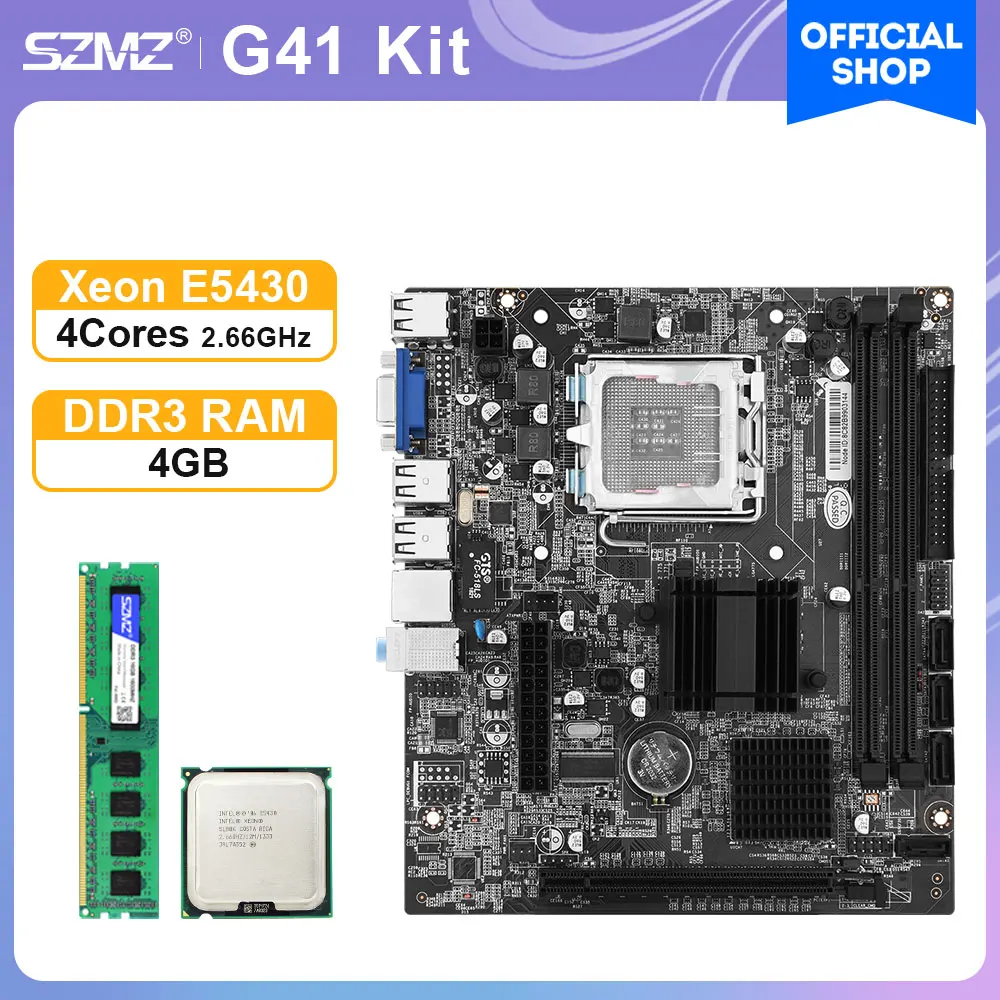Szmz g41 placa mãe kit com cpu e5430 + 4gb ddr3 + gráficos integrados para escritório tudo em um ...