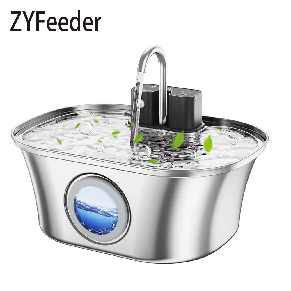 3.2L/108oz Wireless Charging Sensor Cat Water Feeder Stainless Steel ...