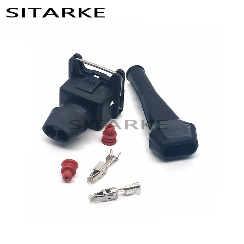 1-Set-2-Pin-AMP-Tyco-Fuel-Injector-Connector-Waterproof-Junior-Power ...