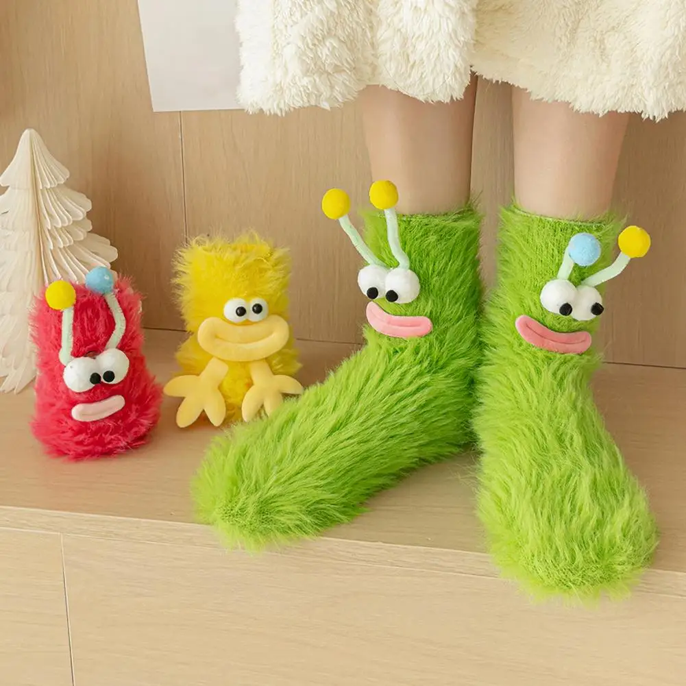 1-Pair-Cartoon-Socks-Funny-Animal-Big-Eyes-Fuzzy-Plush-Stockings-Warmth ...