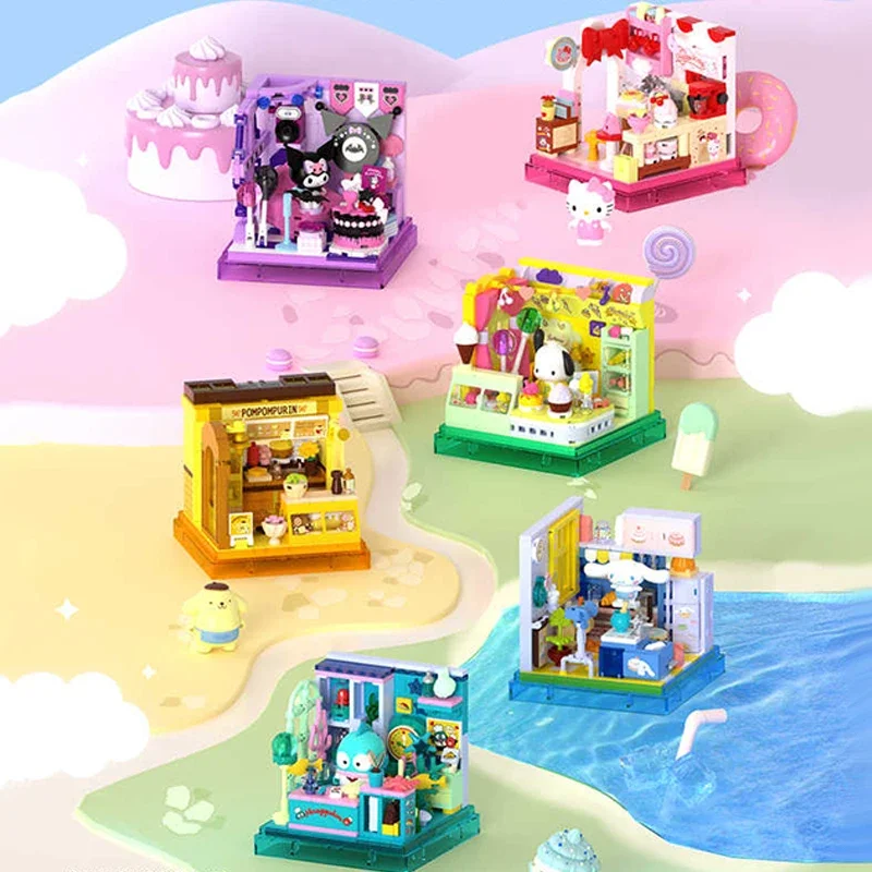 Sanrio Building Blocks Hello Kitty Kuromi Bakery Dessert House Ocean ...