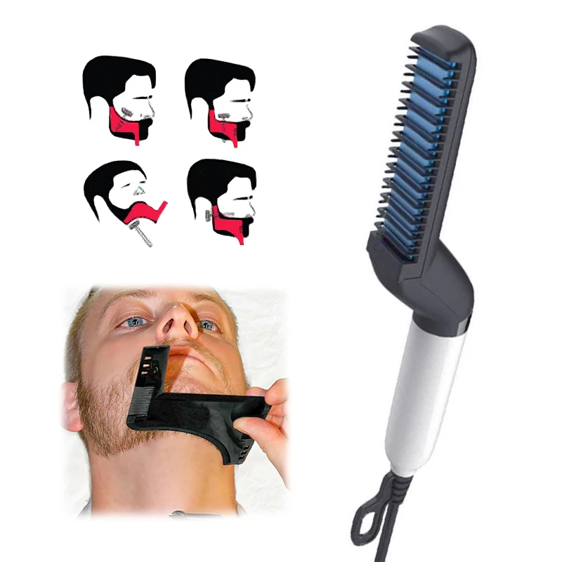 2 In 1 Man Beard Straightener Styling Comb Electric Heating Hair ...