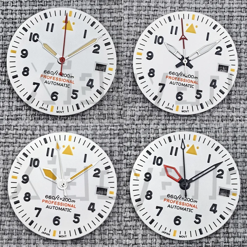 29mm White NH35 Pilot Watch Dial and Hand Set With C3 Green Luminous ...